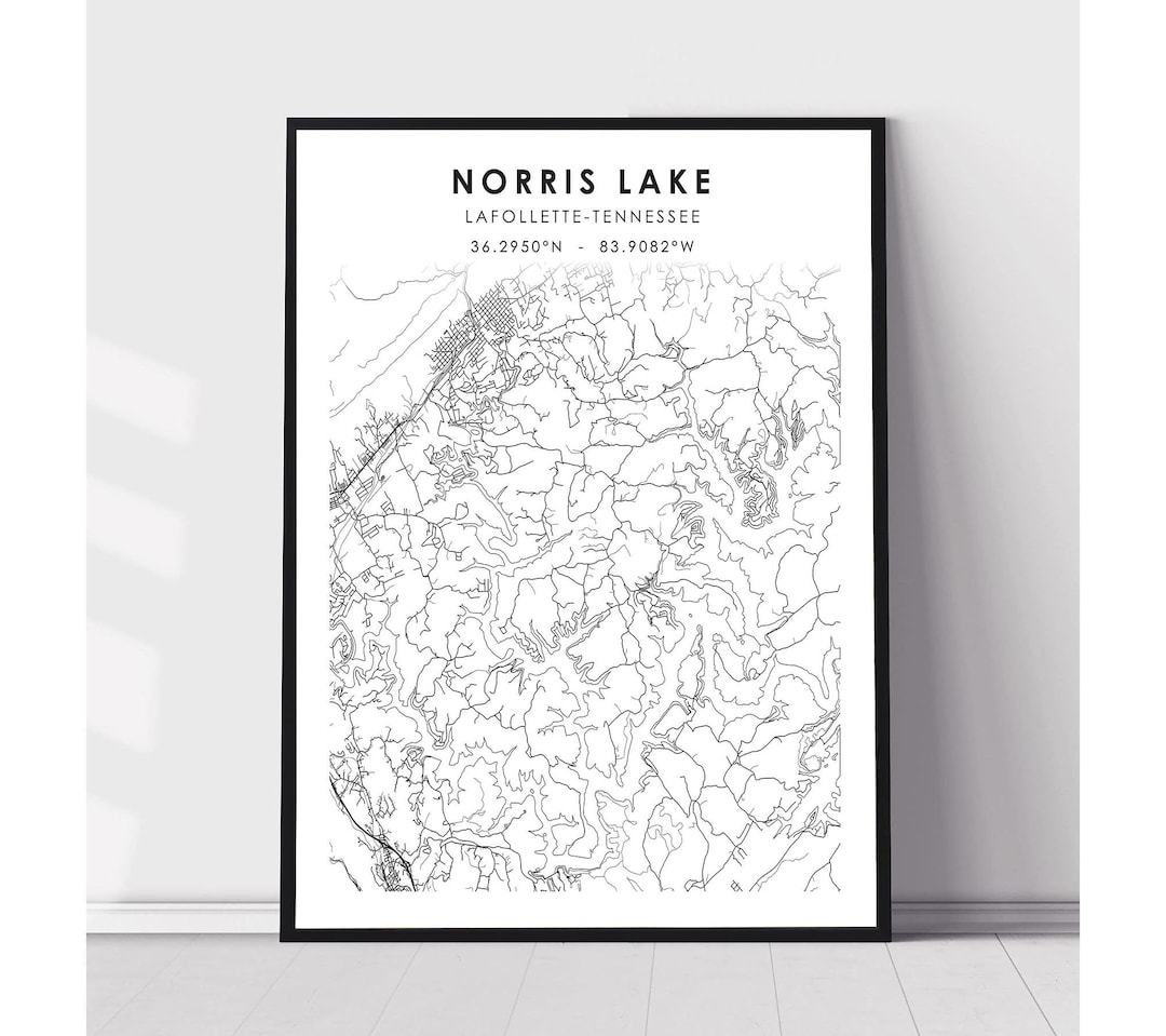Norris Lake Map Print | Norris Lake Tennessee Map Print | Norris Lake ...