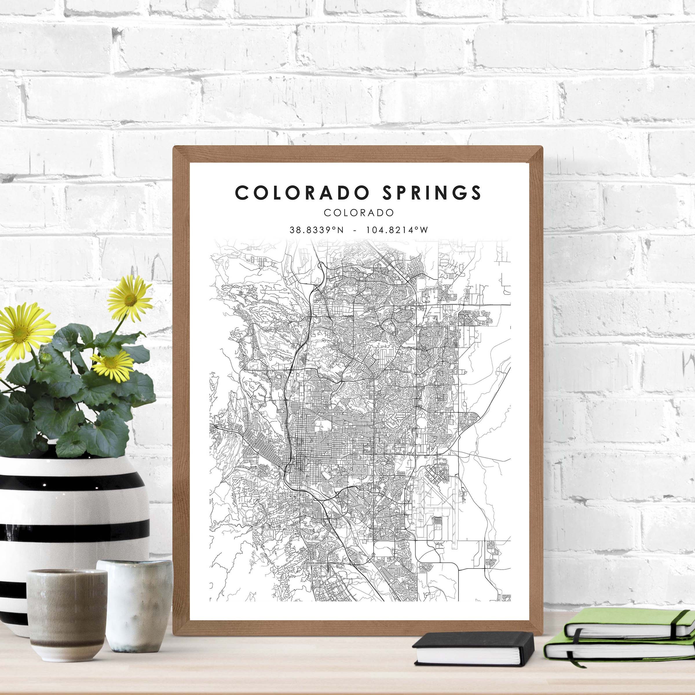 Colorado Springs Map Print Colorado USA Map Art Poster | Etsy