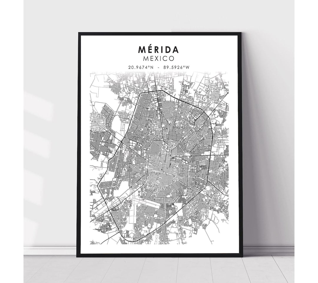 Merida Mexico Map Print | Merida Mexico Map Print | Merida Mexico Map ...