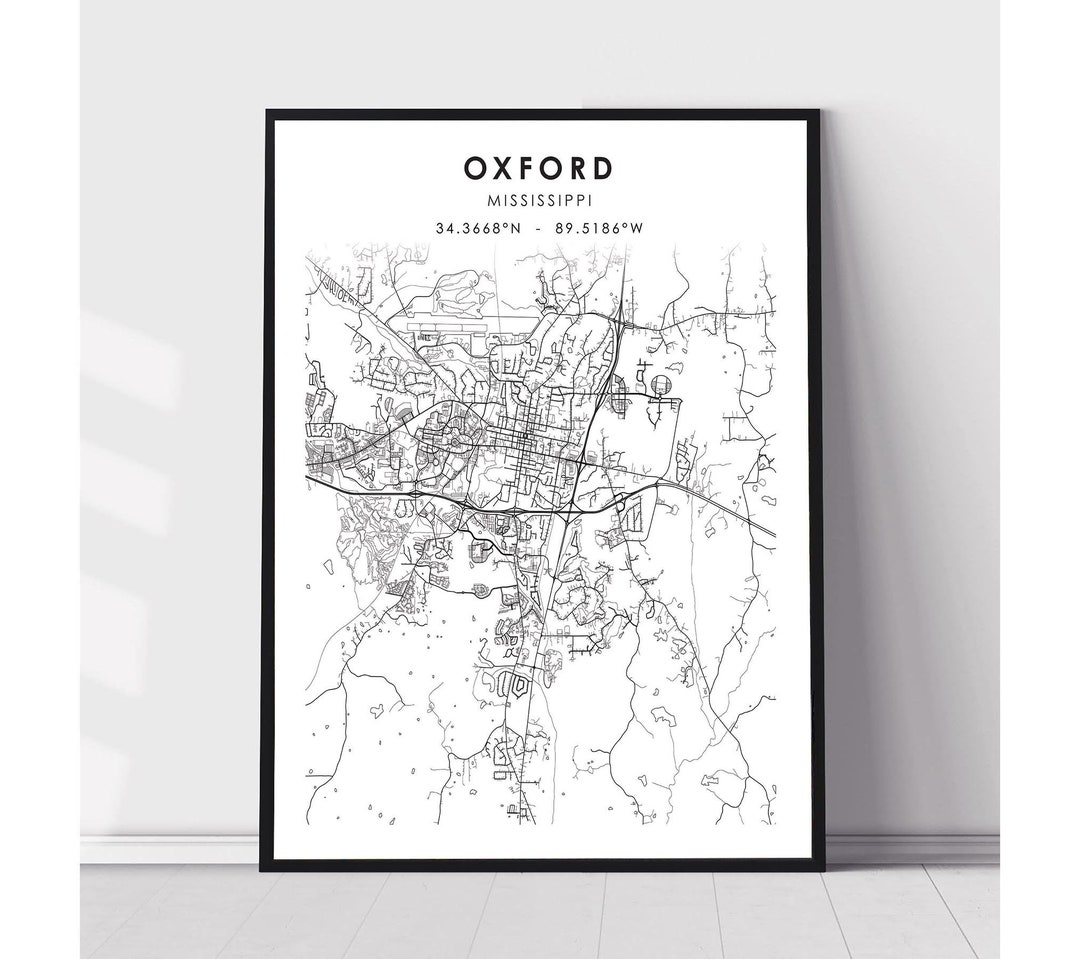Oxford Map Print | Oxford Mississippi Map Print | Oxford Mississippi ...