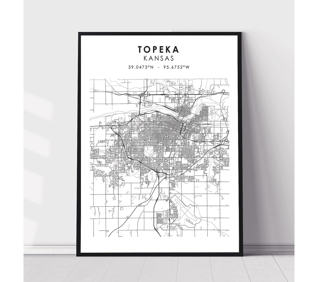 Topeka Map Print | Topeka Kansas Map Print | Topeka Kansas Map Decor ...