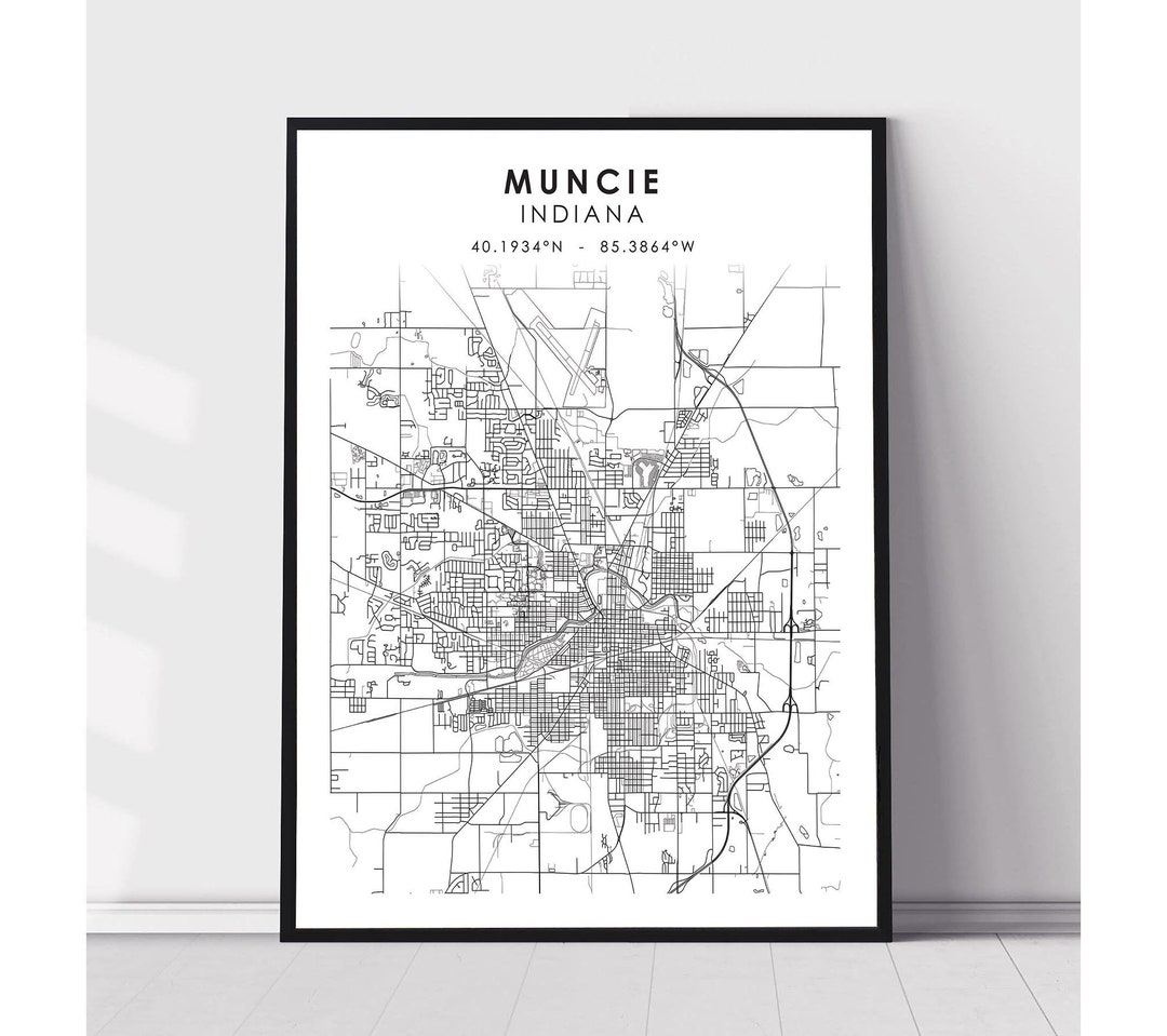 Muncie Map Print Muncie Indiana Map Print Muncie Indiana Map Decor ...