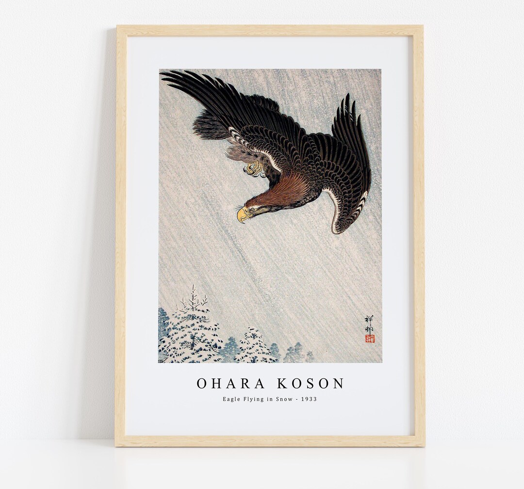 Ohara Koson Print Download Digital File - Eagle Flying in Snow (1933 ...