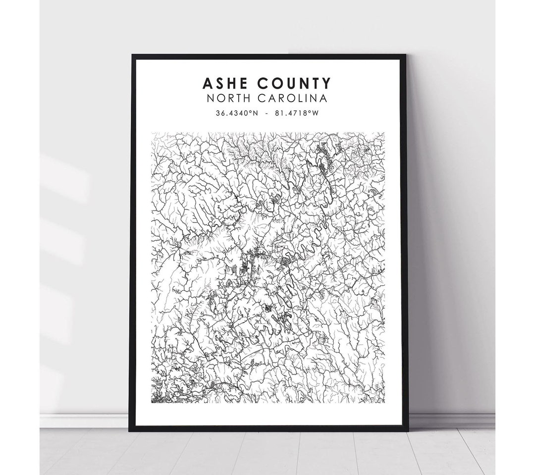 Ashe County City Map Print | Ashe County North Carolina Map Print ...