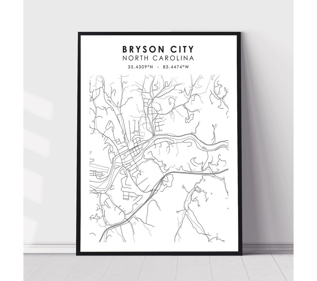Bryson City Map Print | Bryson City North Carolina Map Print | Bryson ...