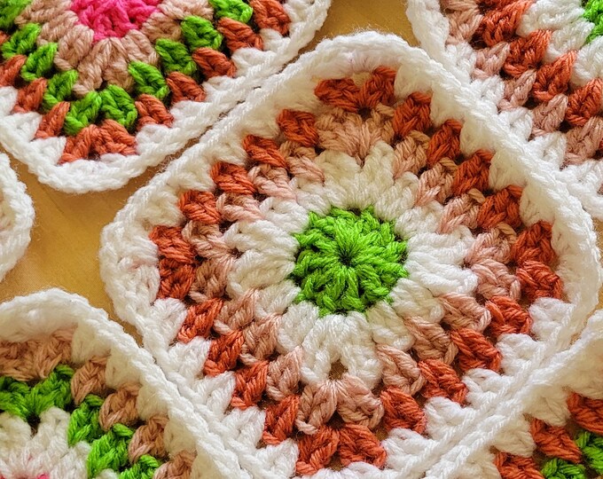 20 Individual, Handmade, Crocheted, Granny Squares, DIY Crochet Supplies, Craft Projects ...