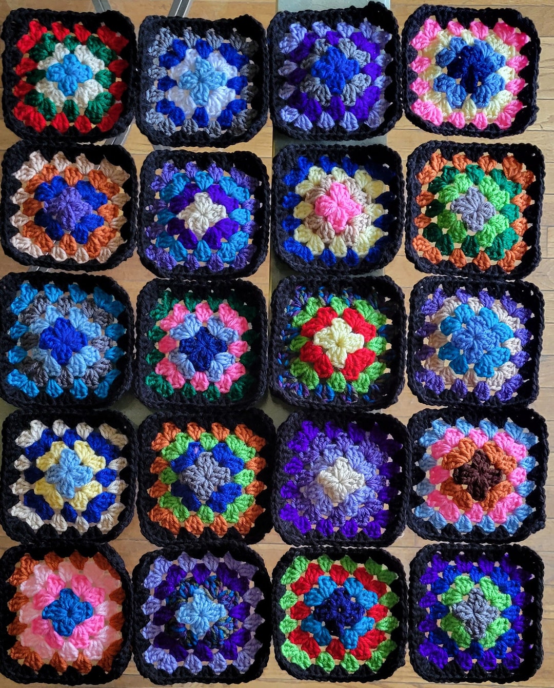 20 Traditional Granny Squares DIY Handmade Crocheted Patches - Etsy