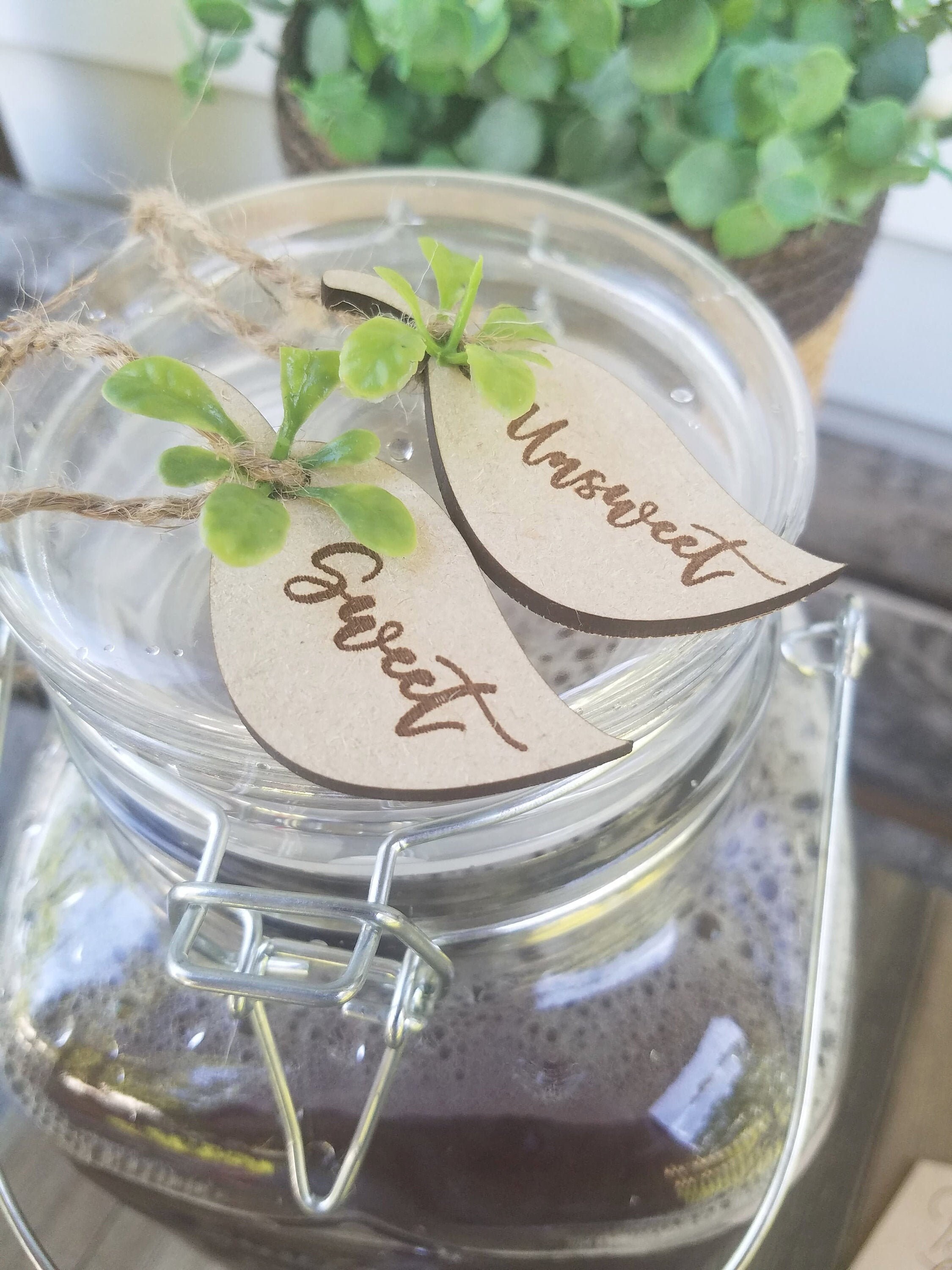 2 Custom Laser Cut Wood Tea Tag Labels Sweet Tea Unsweet Tea | Etsy