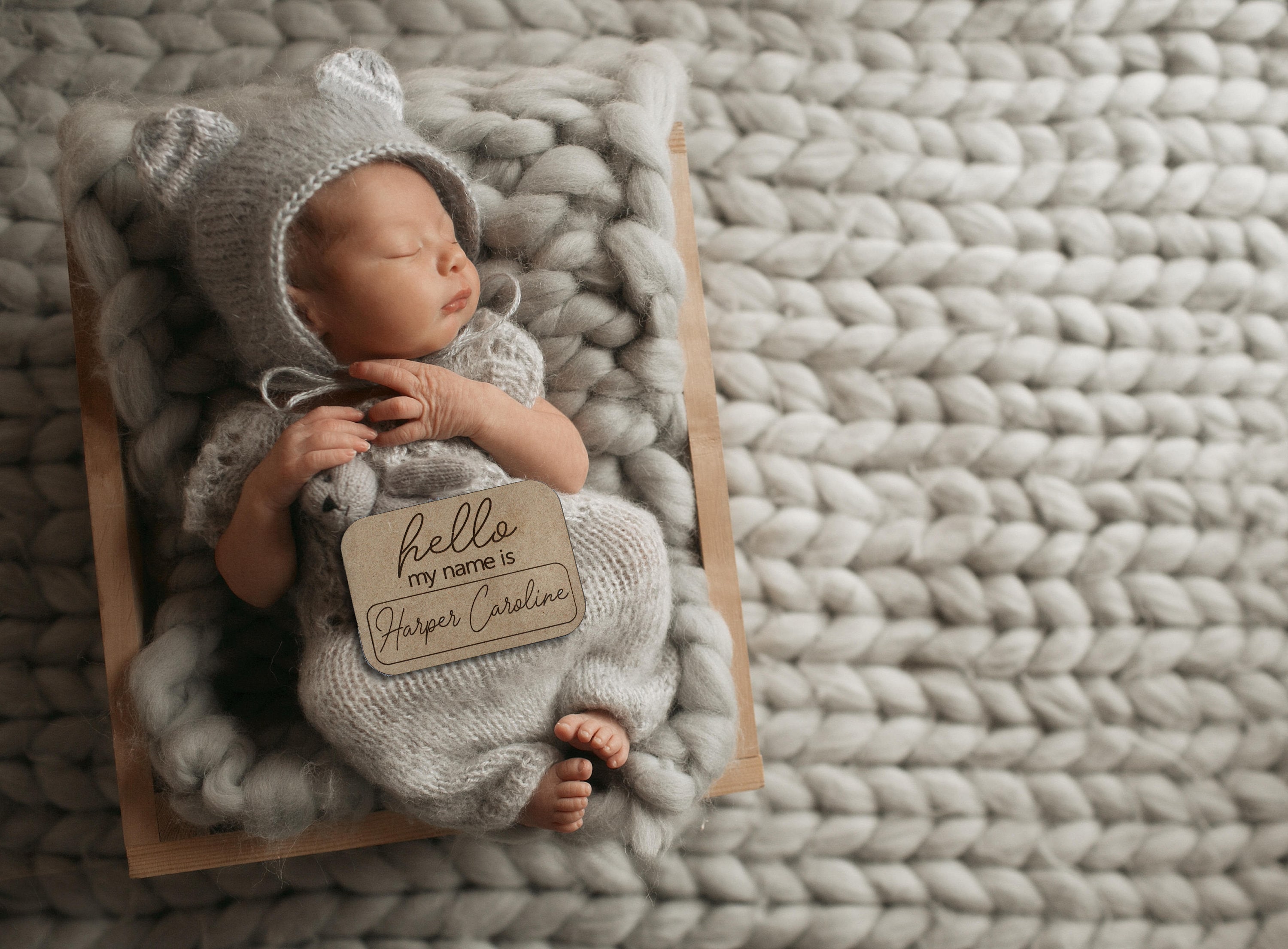 Hello My Name is Wood Tag Newborn Announcement Wooden Card - Etsy