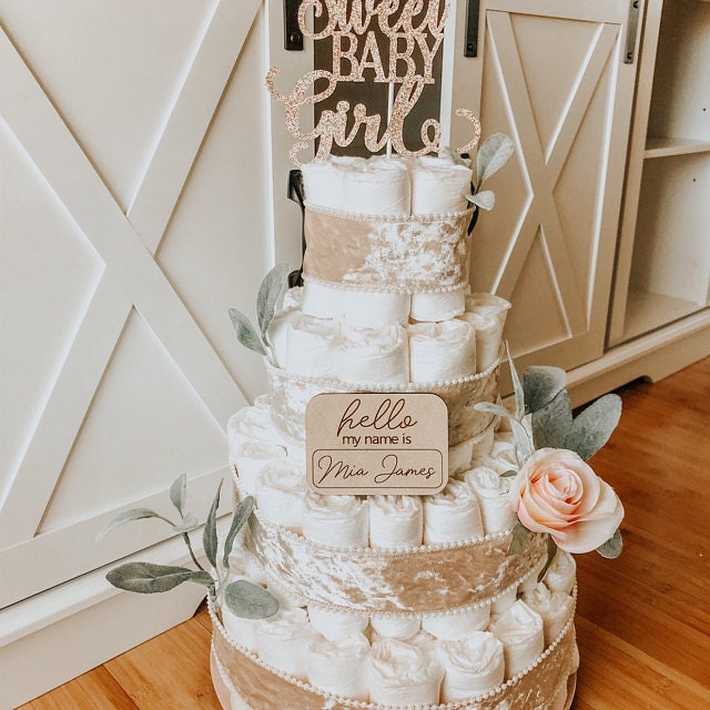 Hello My Name is Wood Tag Newborn Announcement Wooden Card - Etsy