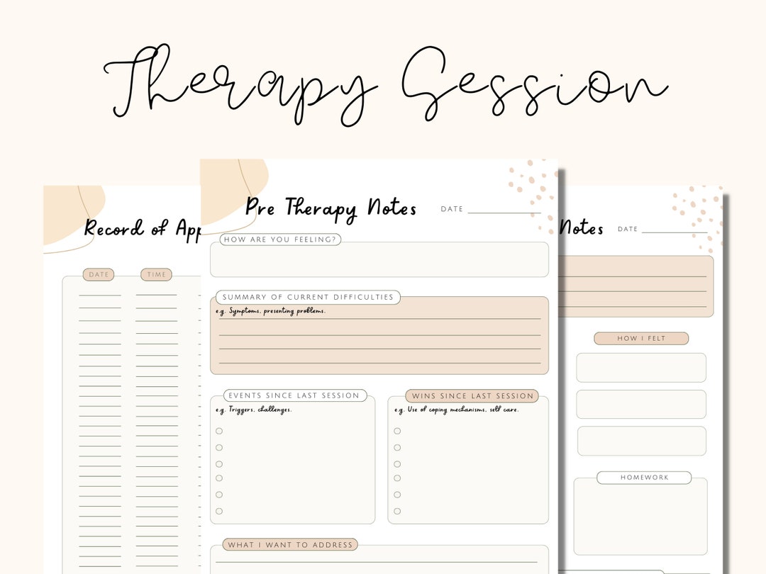 Therapy Session Planner Log, Therapy Tools, Printable Counseling Notes ...