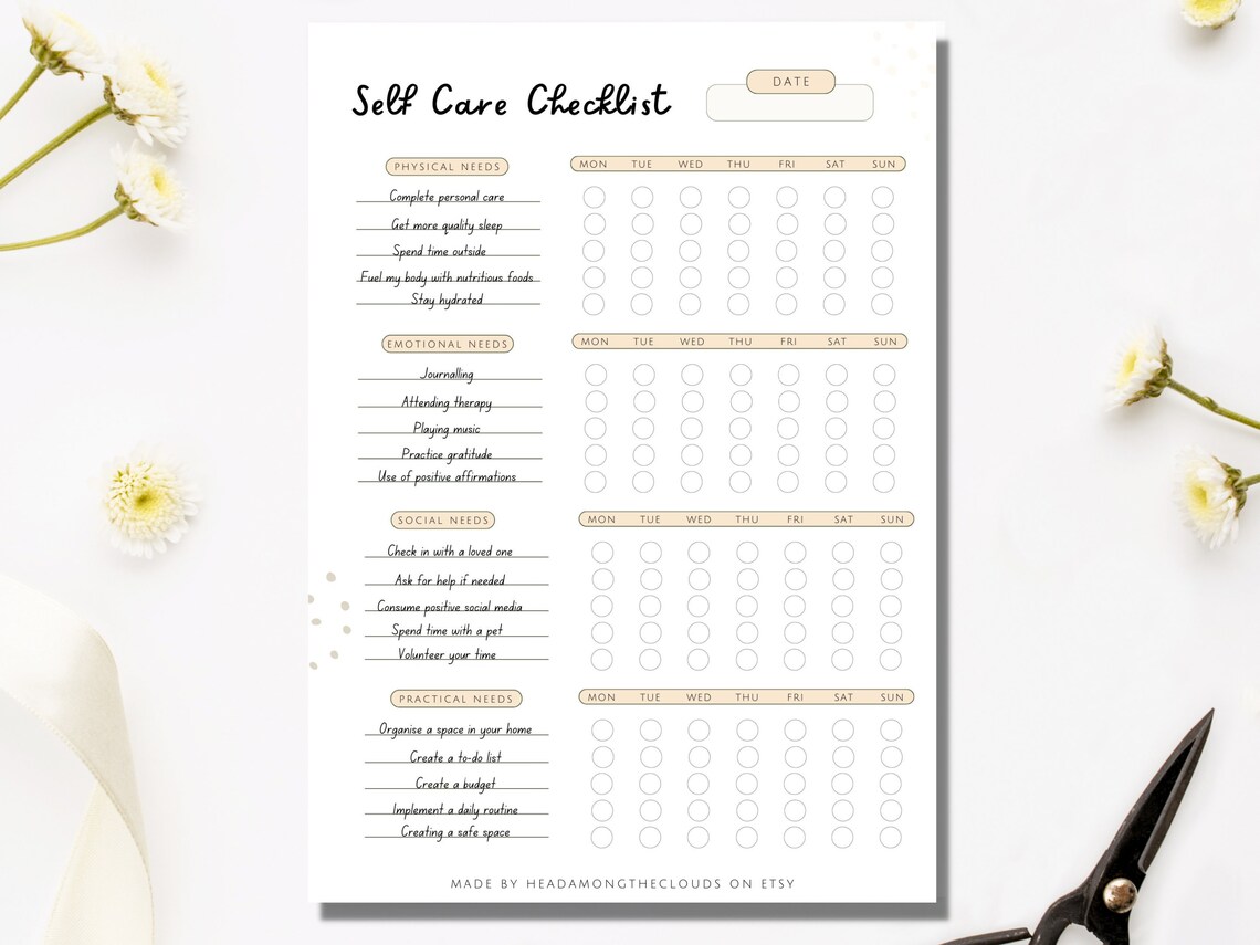 Self Care Journal Printable Daily Routine Planner Self - Etsy