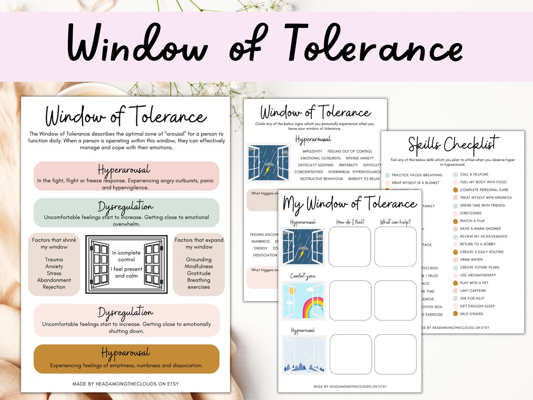 Window of Tolerance, Regulate Emotions, DBT Skills, Therapy Prints ...