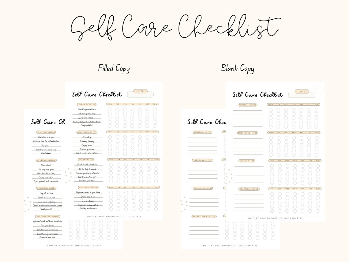 Self Care Journal Printable Daily Routine Planner Self Care - Etsy UK