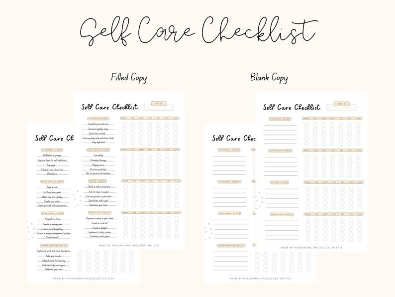 Self Care Journal Printable Daily Routine Planner Self Care - Etsy UK