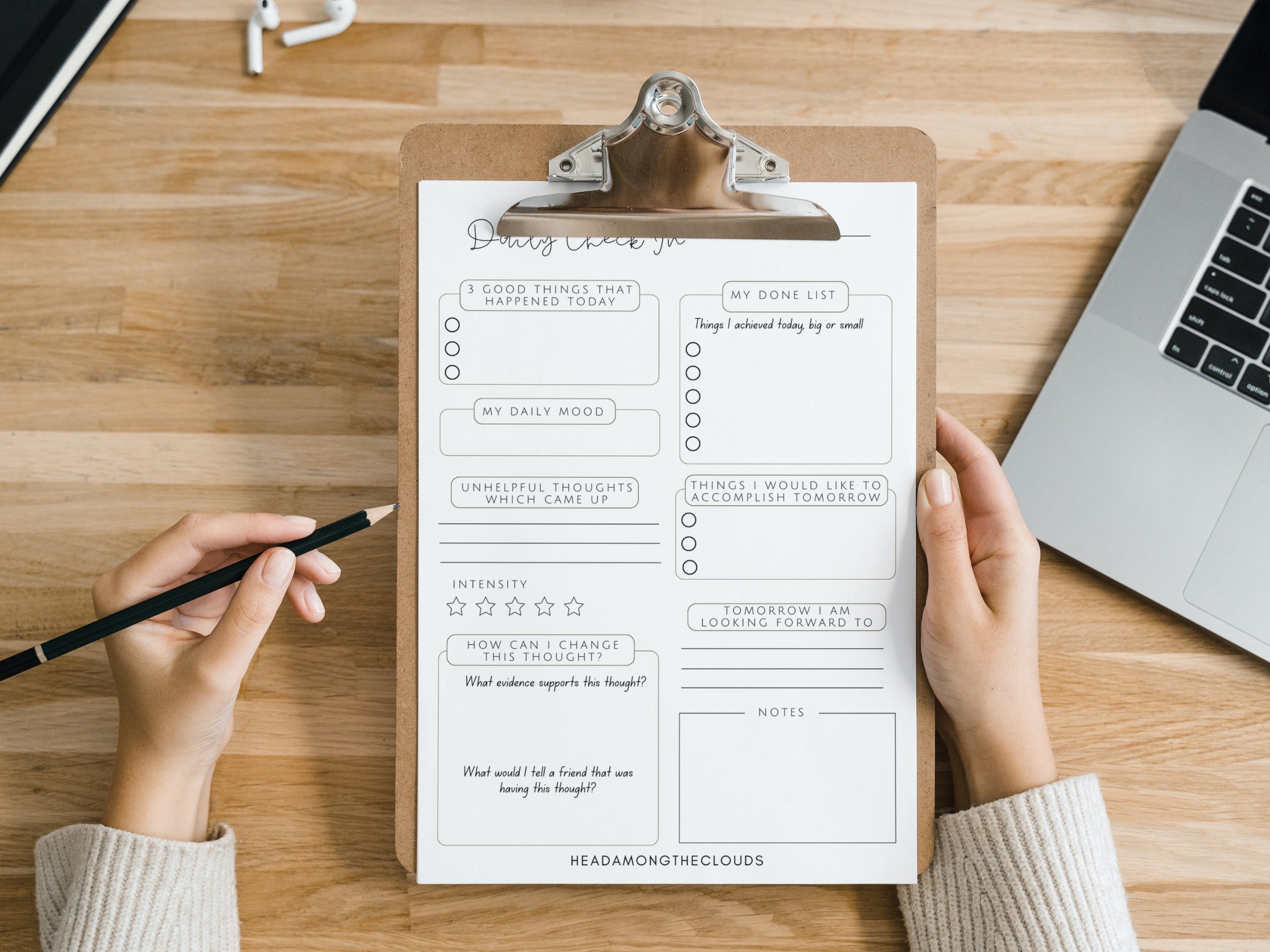 Daily Check in Printable, Wellness Planner, Therapy Journal, Wellness ...