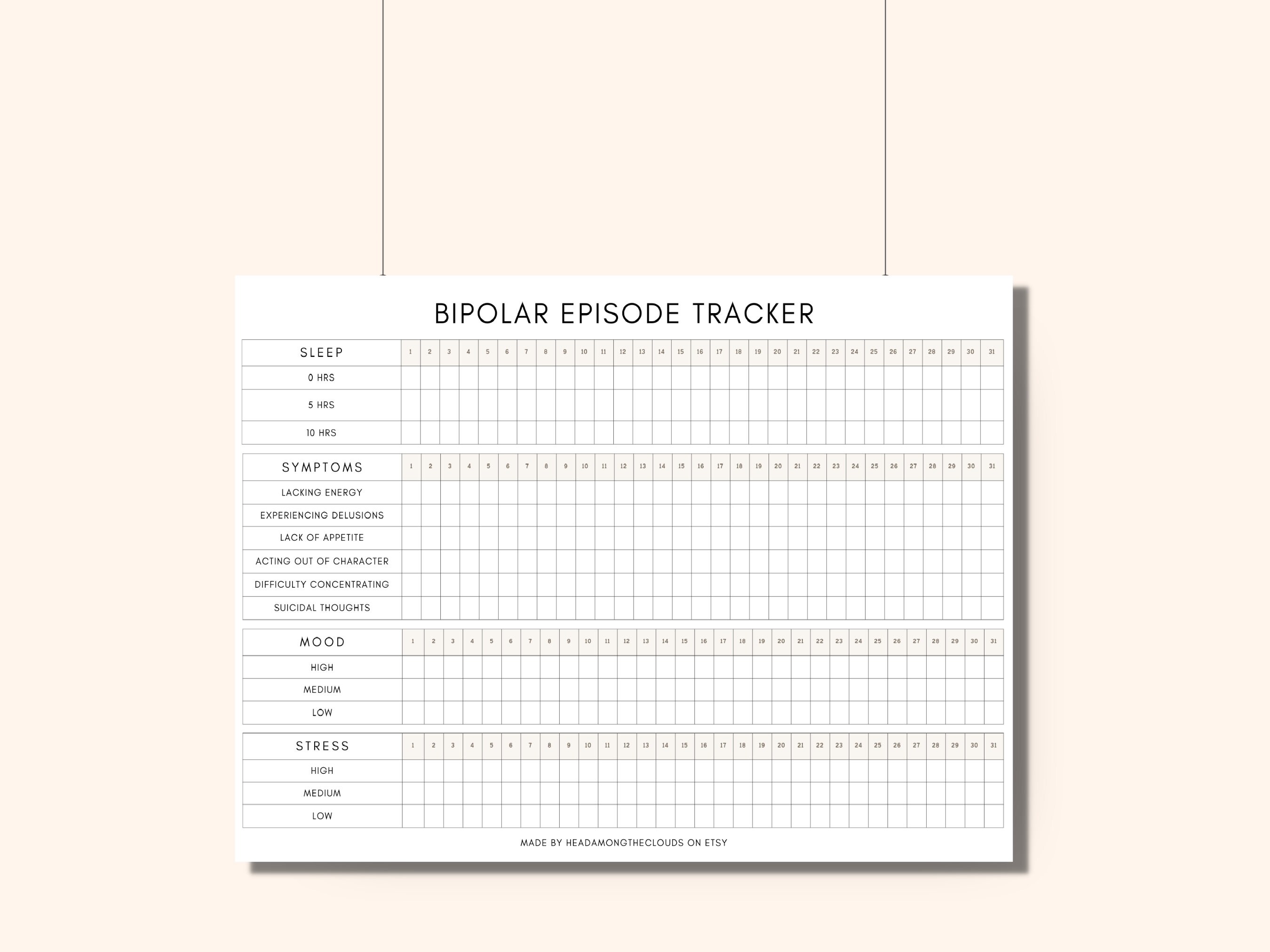 Bipolar Disorder Tracker, Sleep Tracker, BPD, Mental Illness, Therapy ...