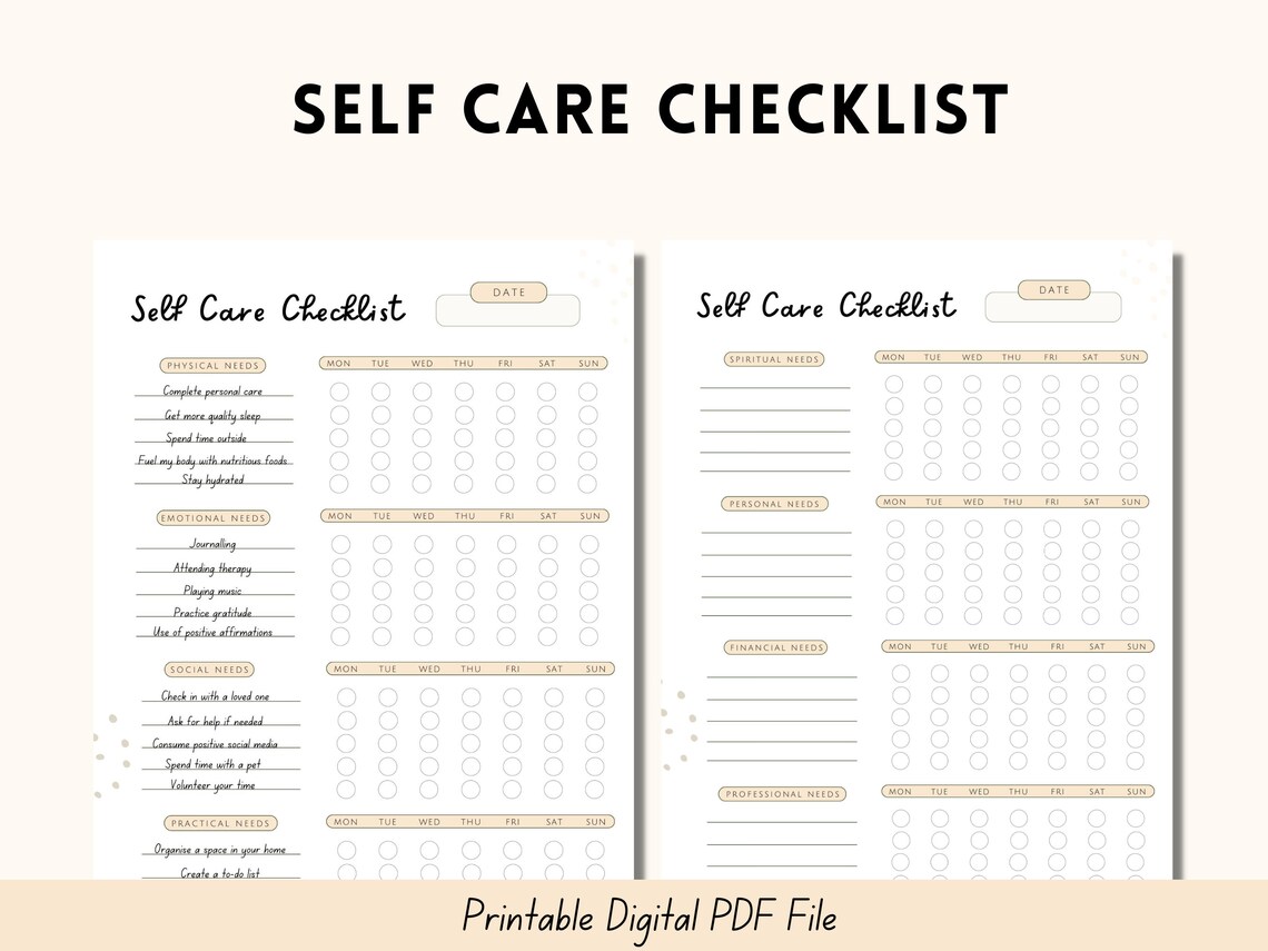 Self Care Journal Printable Daily Routine Planner Self - Etsy UK
