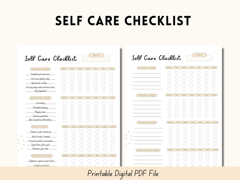 Self Care Journal Printable Daily Routine Planner Self - Etsy
