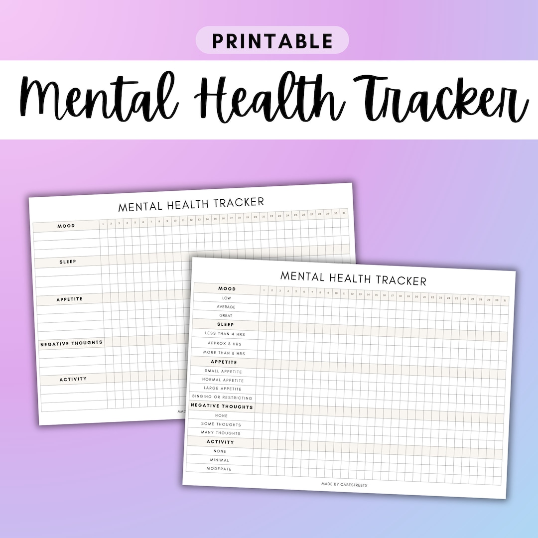 Mental Health Tracker, Printable Therapy Journal, Mood Tracker ...