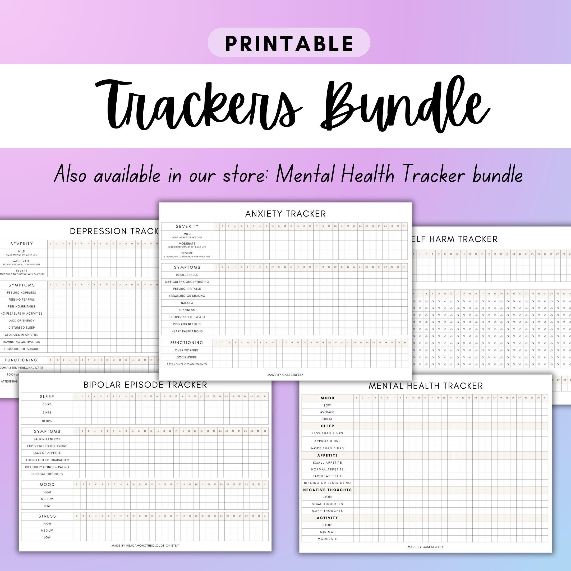 Mental Health Tracker, Printable Therapy Journal, Mood Tracker ...