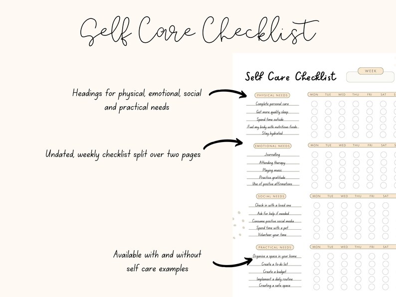 Self Care Journal Printable Daily Routine Planner Self Care - Etsy UK