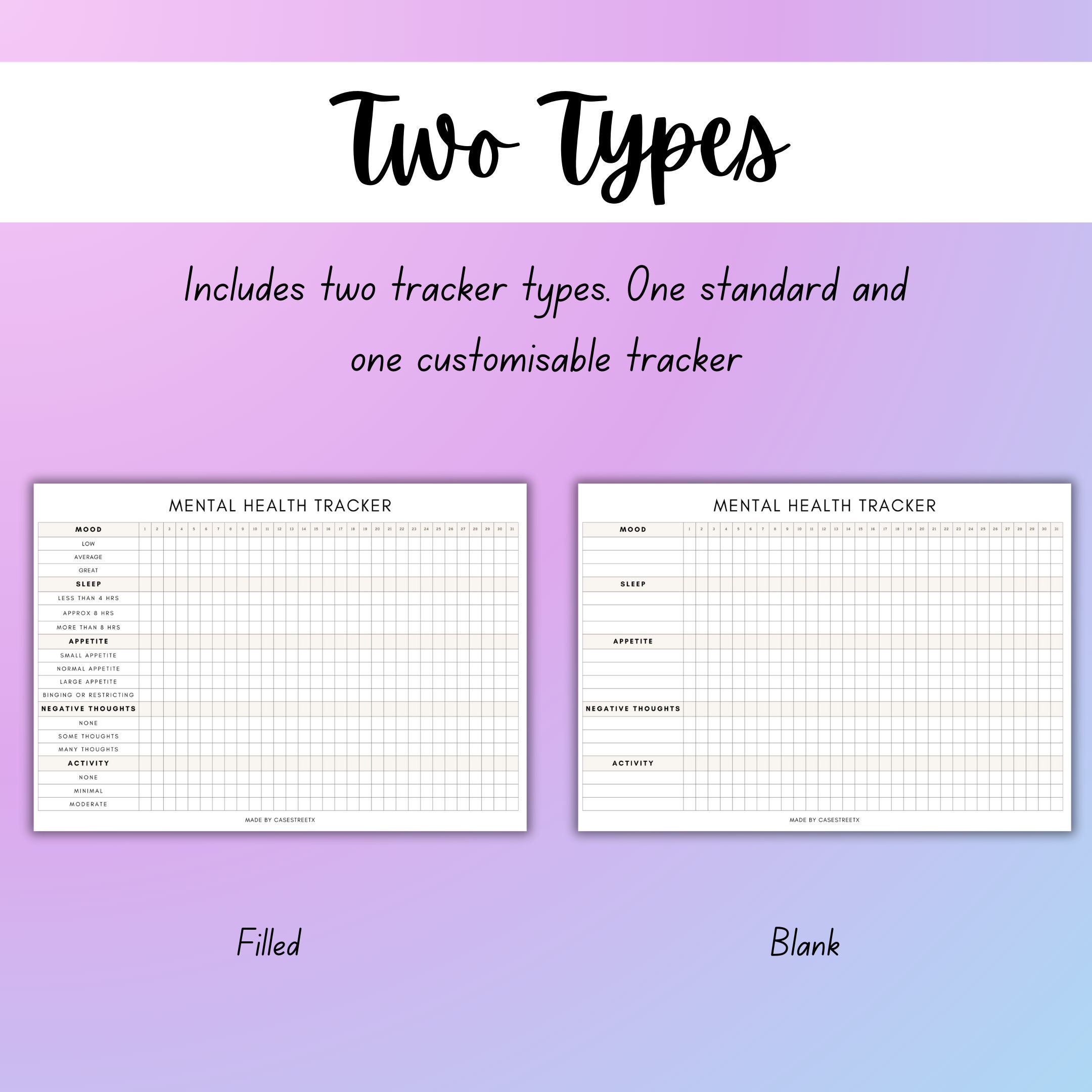 Mental Health Tracker, Printable Therapy Journal, Mood Tracker ...