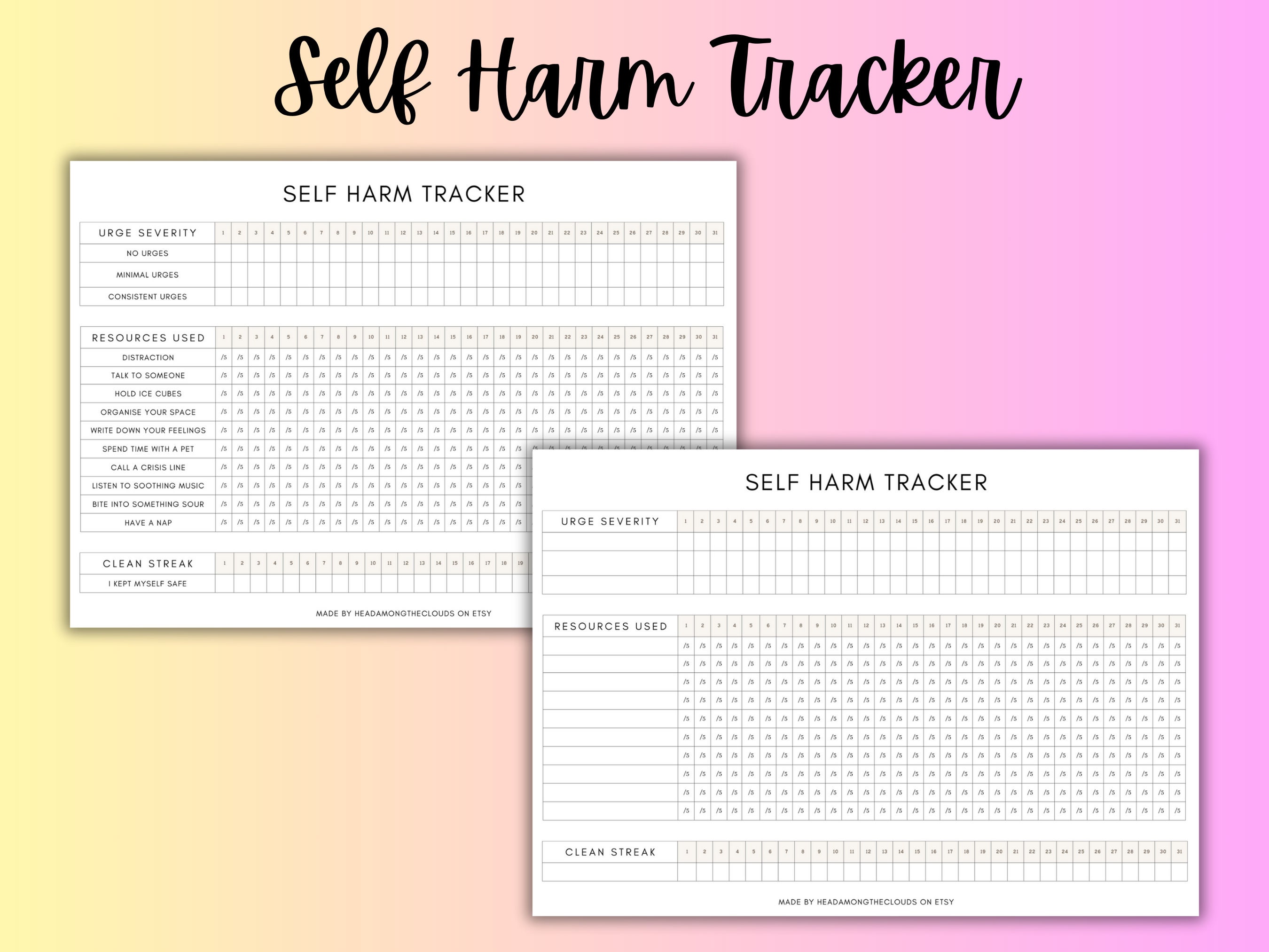Mental Health Tracker Bundle, Printable Worksheets, Journal Pages for ...