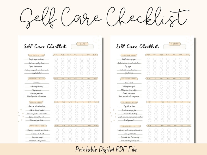 Self Care Journal Printable Daily Routine Planner Self Care - Etsy UK