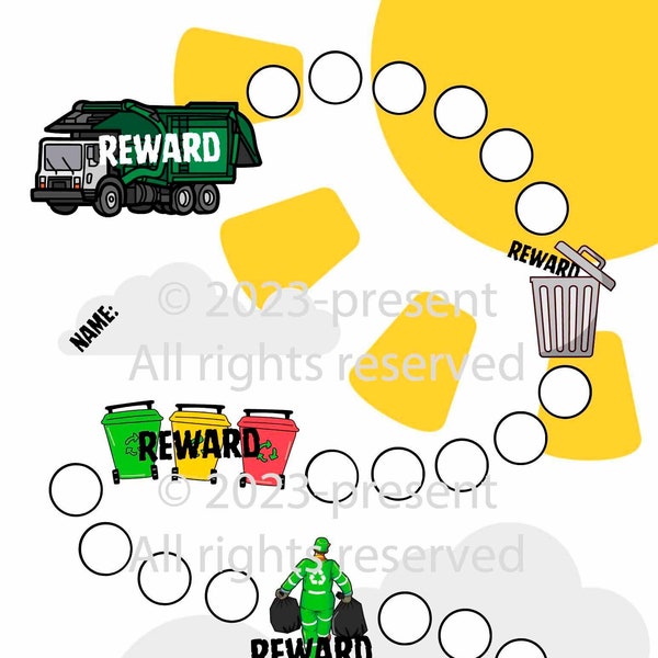 Potty Training Chart Garbage Truck - Etsy