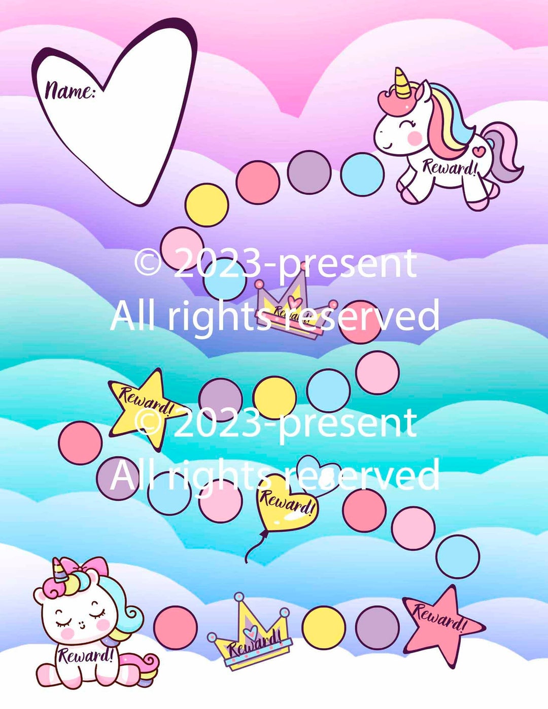 Printable Unicorn Reward Chart, Unicorn Sticker Chart, Instant Download ...