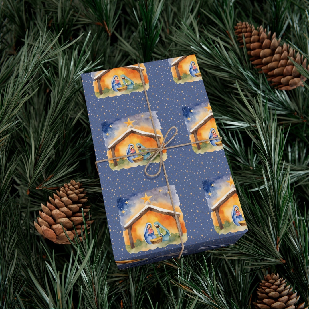 Nativity Gift Wrapping Paper, Christmas Wrapping Paper, Religious ...