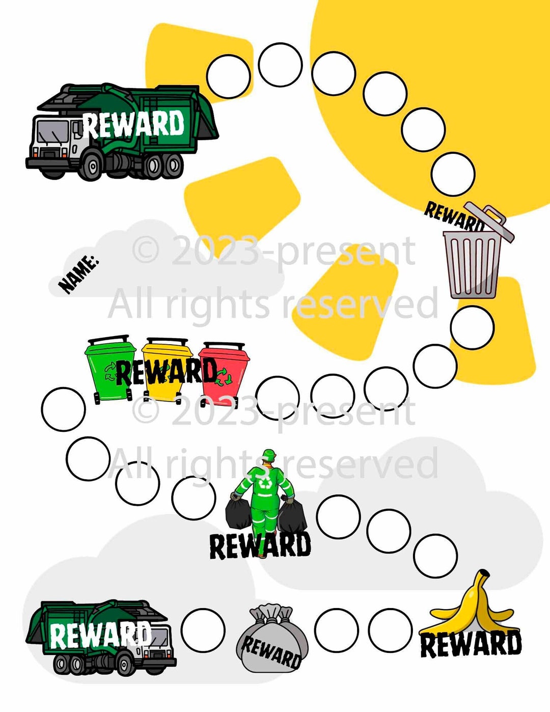 Printable Garbage Truck Reward Chart, Garbage Truck Sticker Chart ...