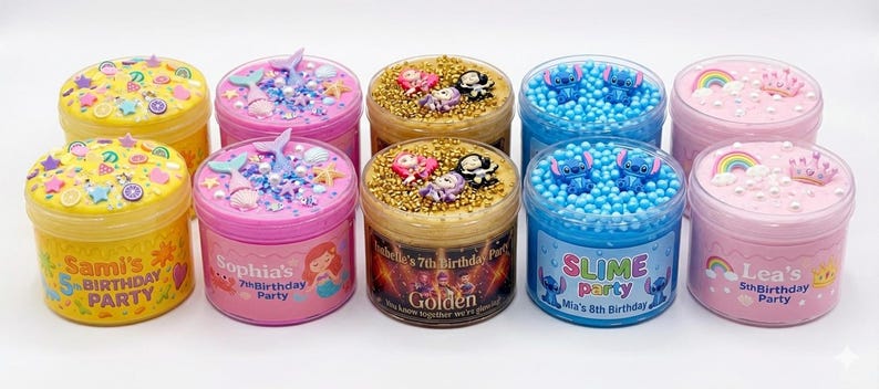 Custom Slime Party Favors – Personalized Slime Jars for Kids Birthday ...