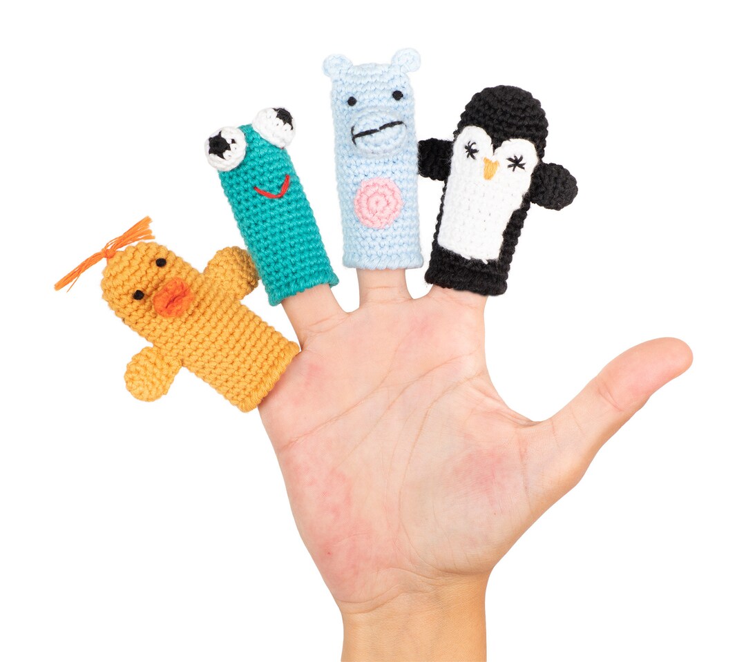 Hand Knitted Frog Finger Puppet in Organic Cotton Puppets for Kids ...