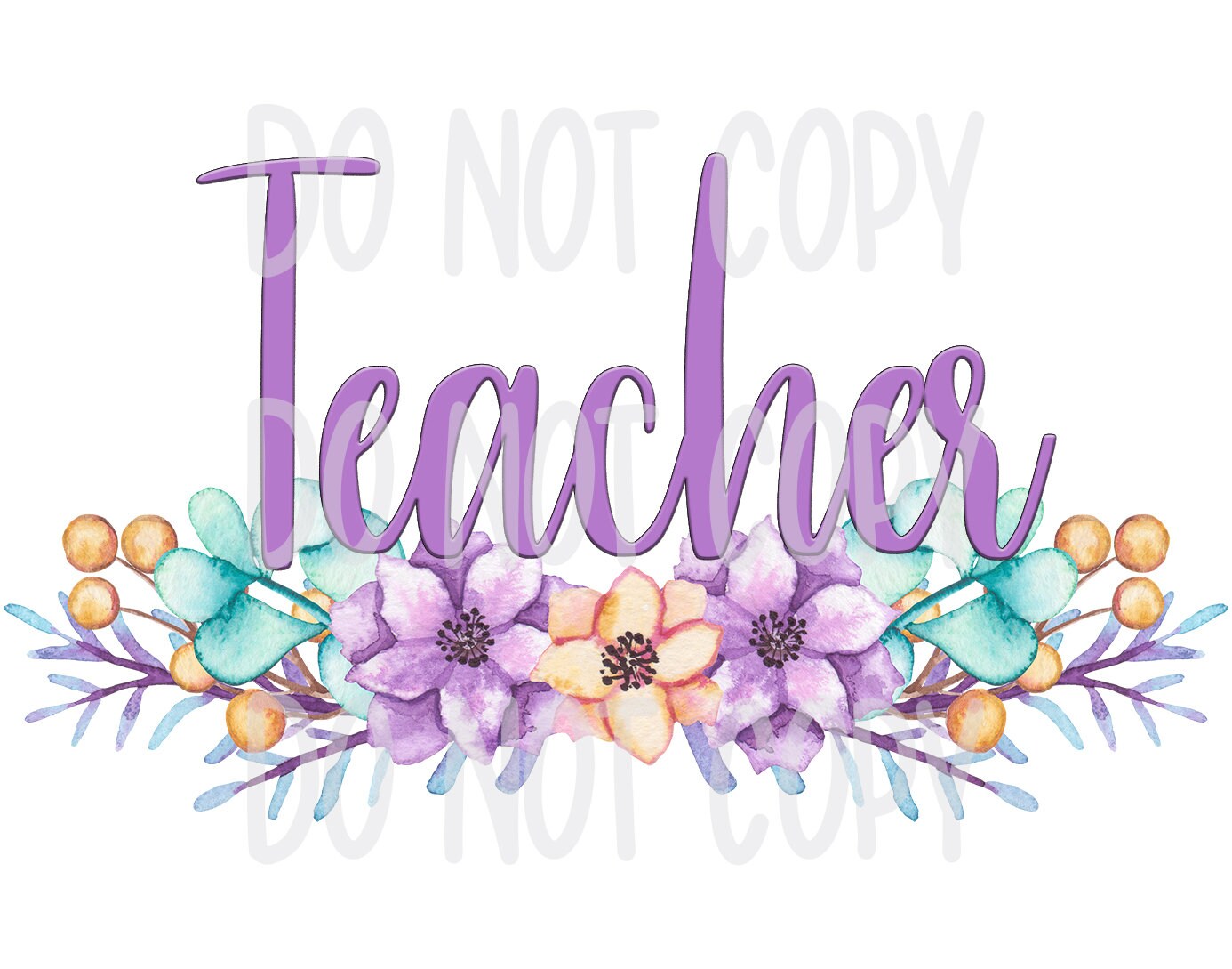 Teacher Purple Flowers Sublimation Transfer | Etsy