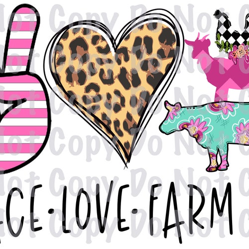 Peace Love Farm Life Sublimation Design DTG Printing | Etsy