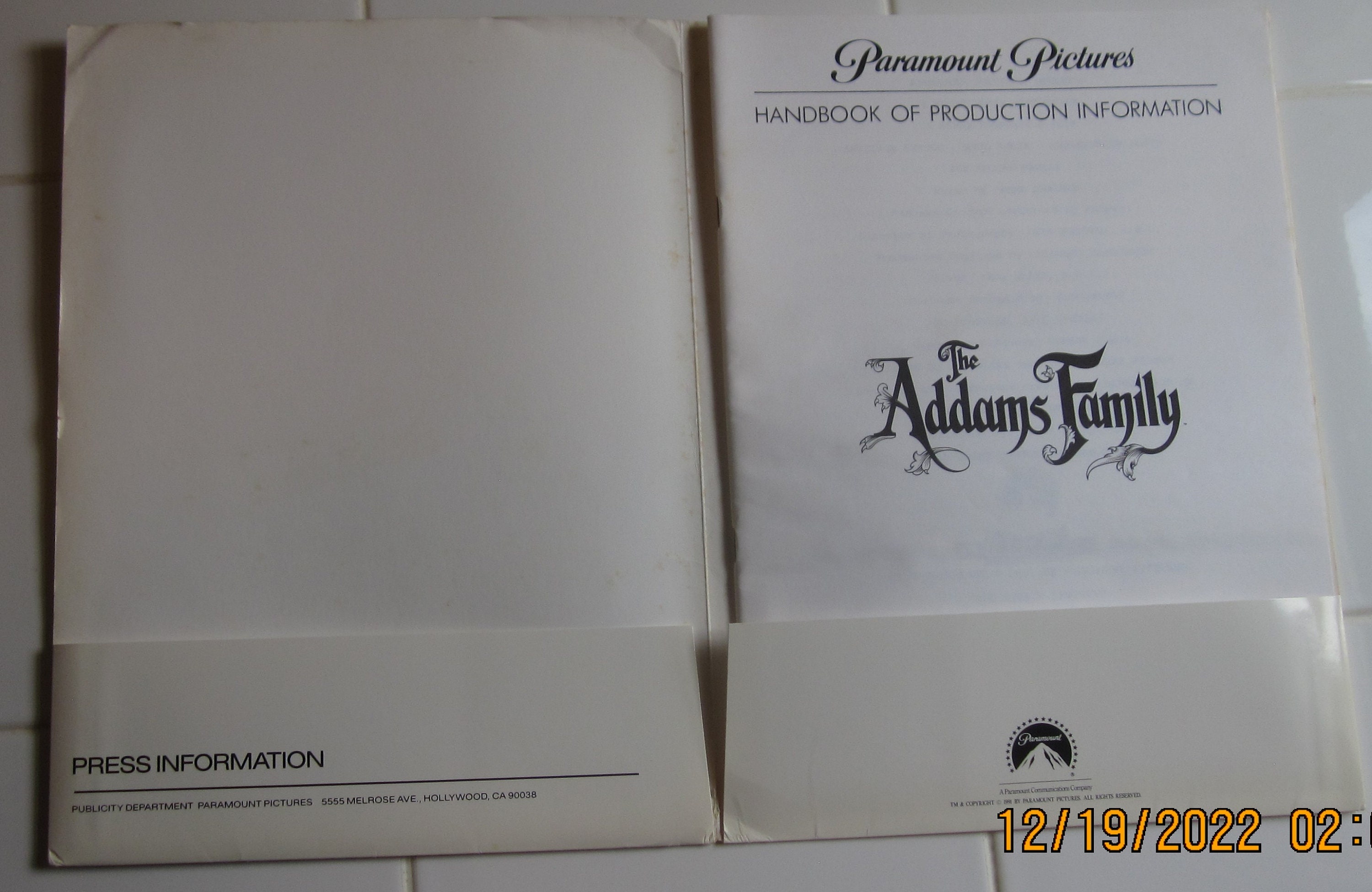 The Addams Family Movie Press Kit 1991 - Etsy
