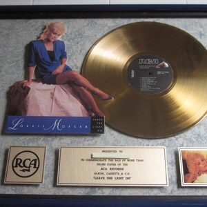 Lorrie Morgan "leave the Light On" Authentic Gold Record Award Plaque ...