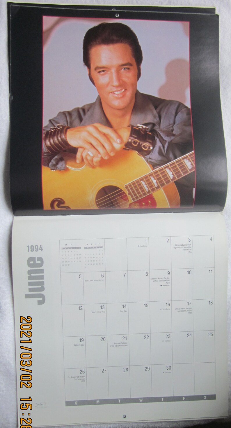 Elvis Presley 1994 Wall Calendar - Etsy
