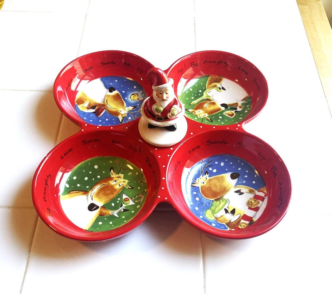 Mud Pie Santa and Reindeer Holiday Snack Tray - Etsy
