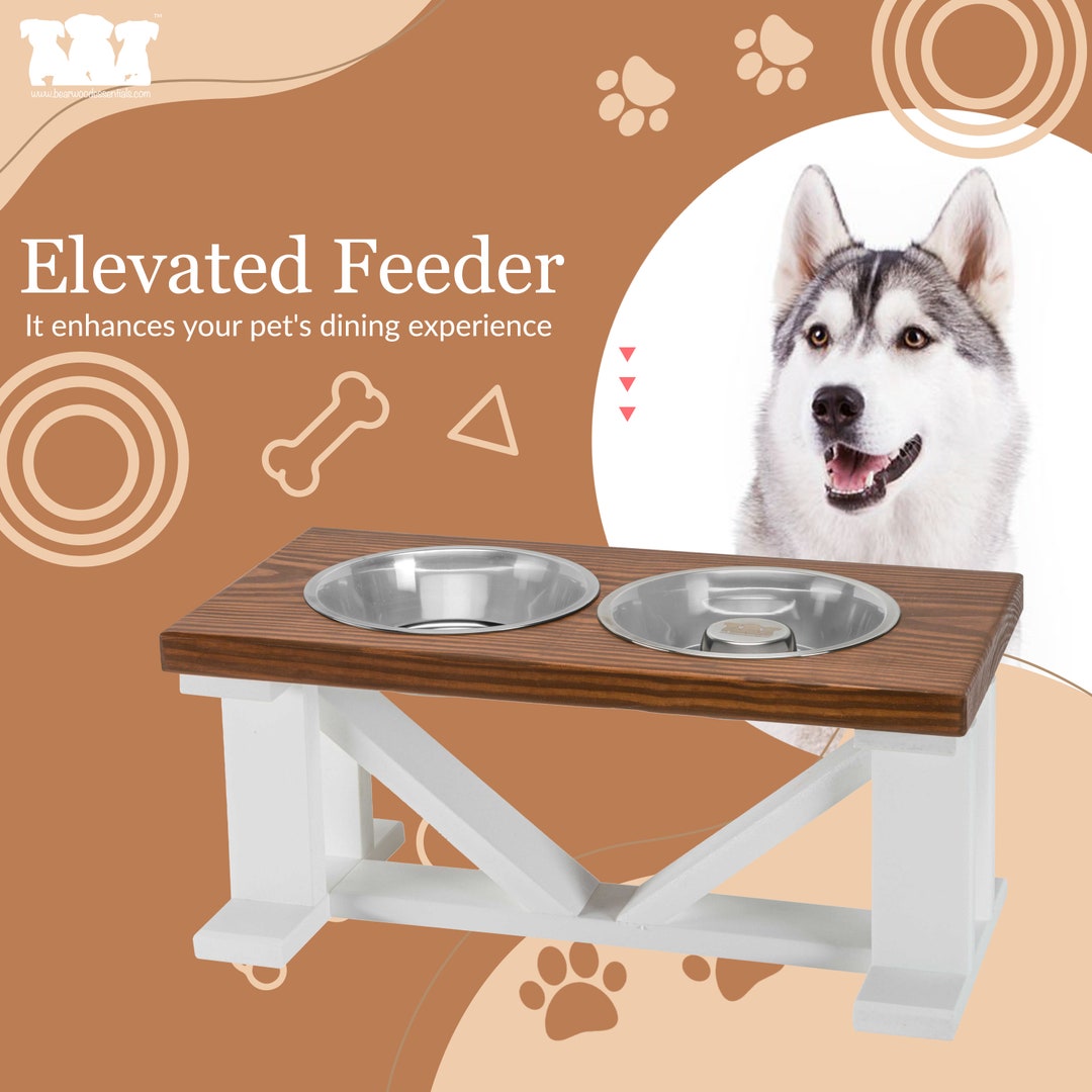 Raised Dog Feeding Station, Dog Feeder With Large and Slow Feeding Bowl ...