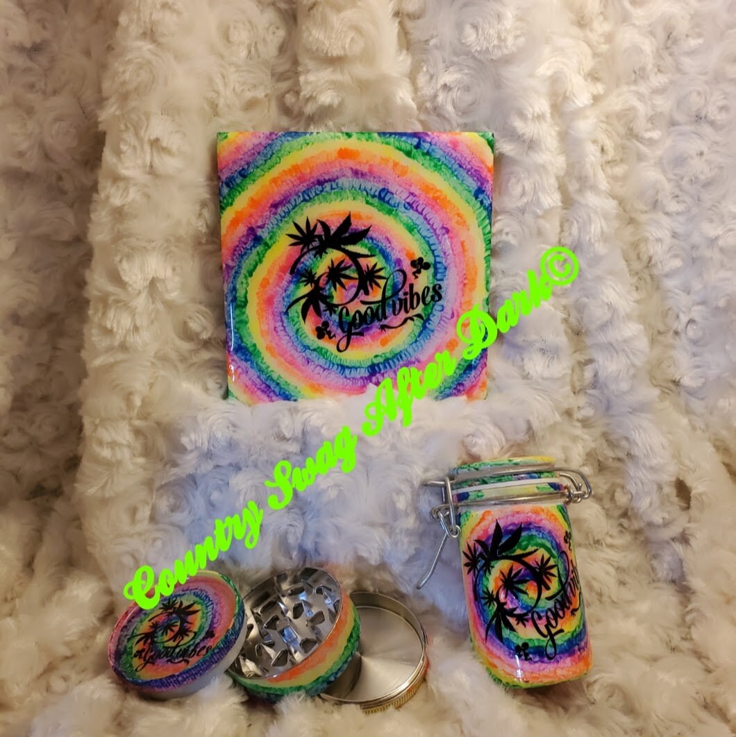 Tye Dye, Smoke Tray Set, Weed Tray Set, Good Vibes Airbrushed Tray Set ...