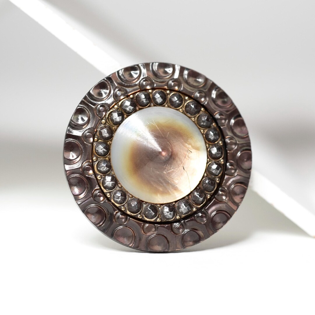 Antique 1800s Pearl Button With Cut Steels - Etsy