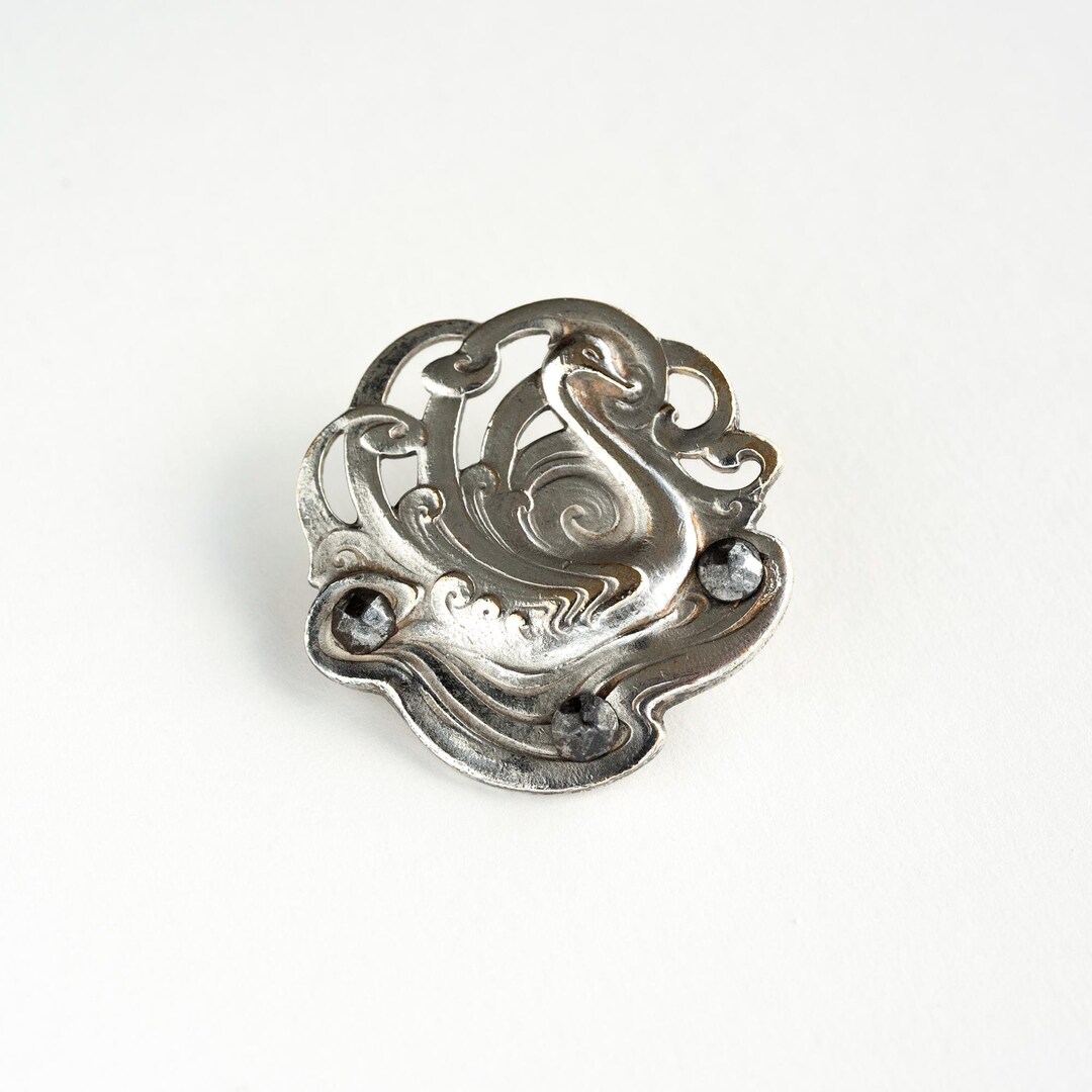 Antique Silver Swan Button With 3 Cut Steels - Etsy UK