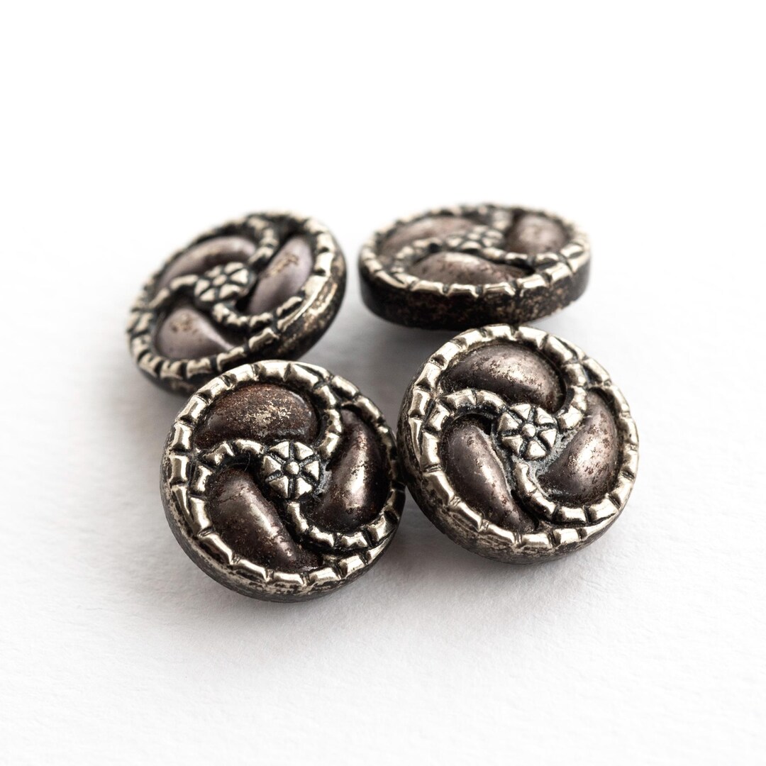 Small Vintage Lustred Tin Buttons: Matching Set of 4 - Etsy