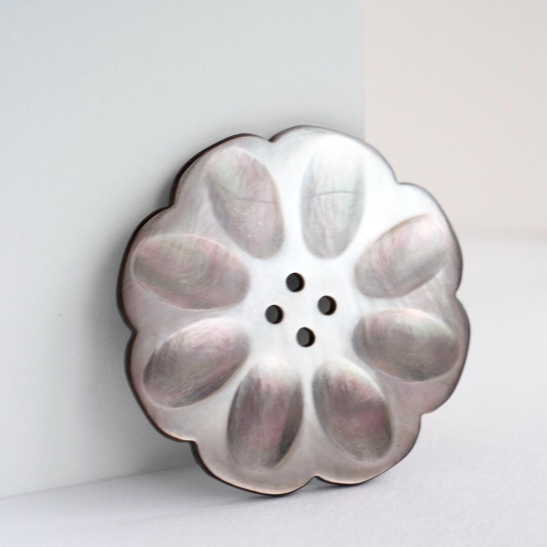 Large Vintage Carved Grey Abalone Shell Sew-through Button - Etsy