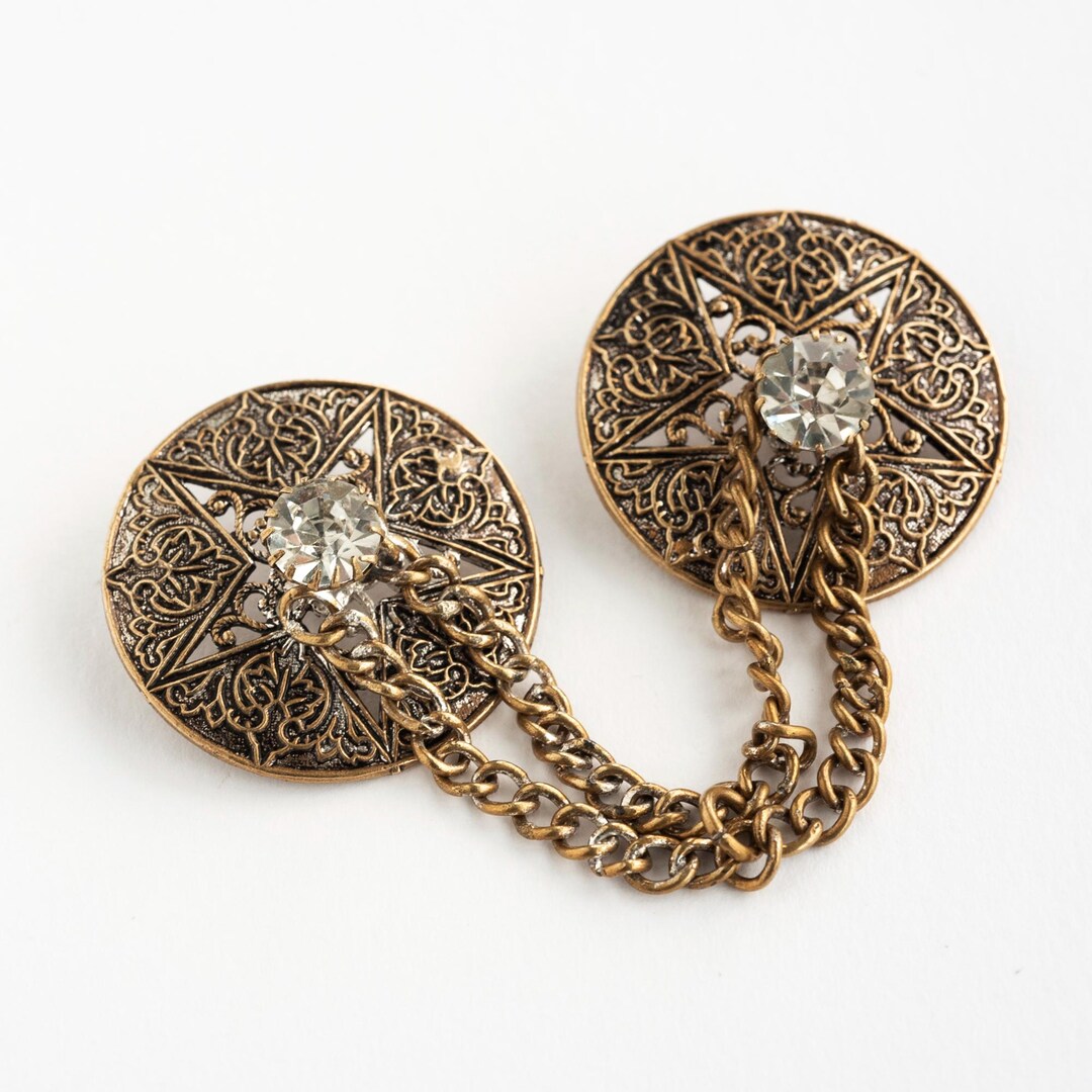 Vintage Star Double Button & Chain Cloak Fastener - Etsy