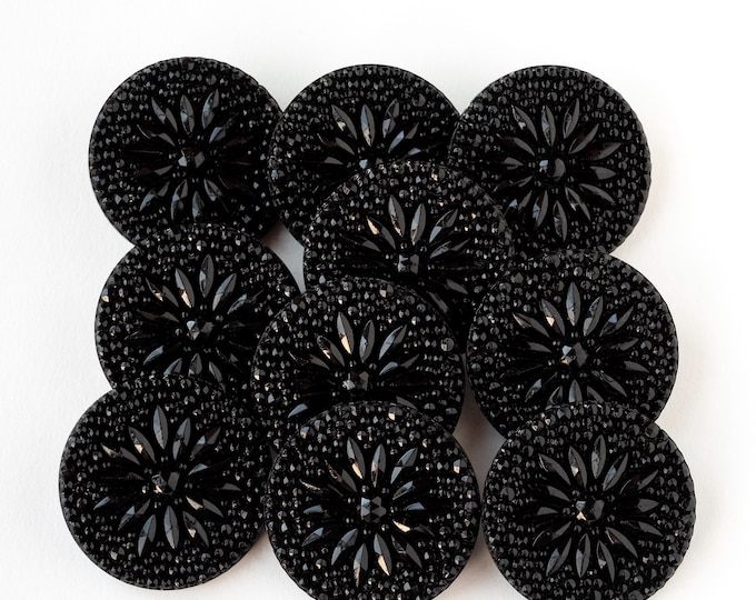 Antique Large Lacy Black Glass Button Last One - Etsy