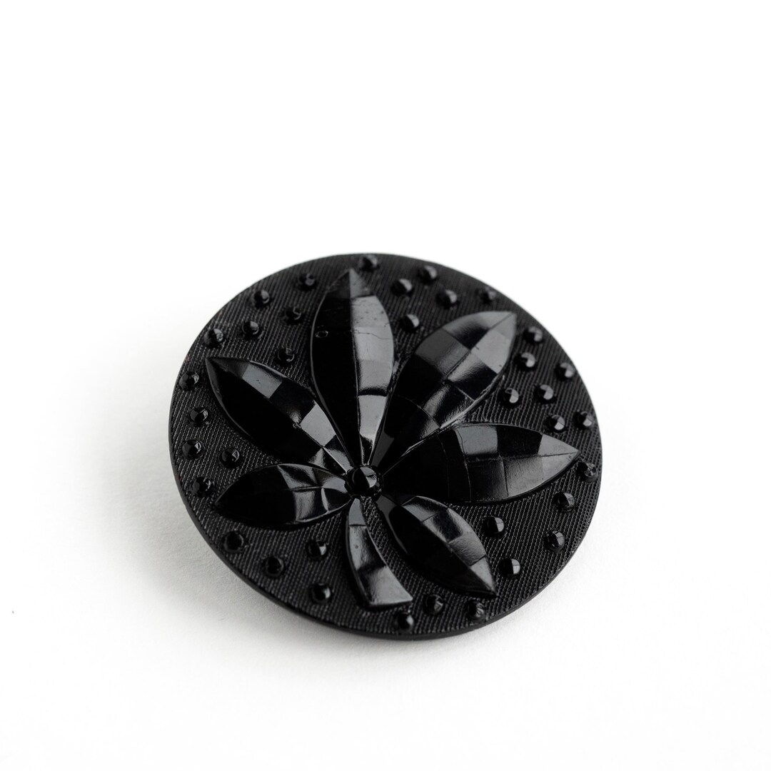 Victorian Black Glass Button With Cannabis Leaf Motif - Etsy